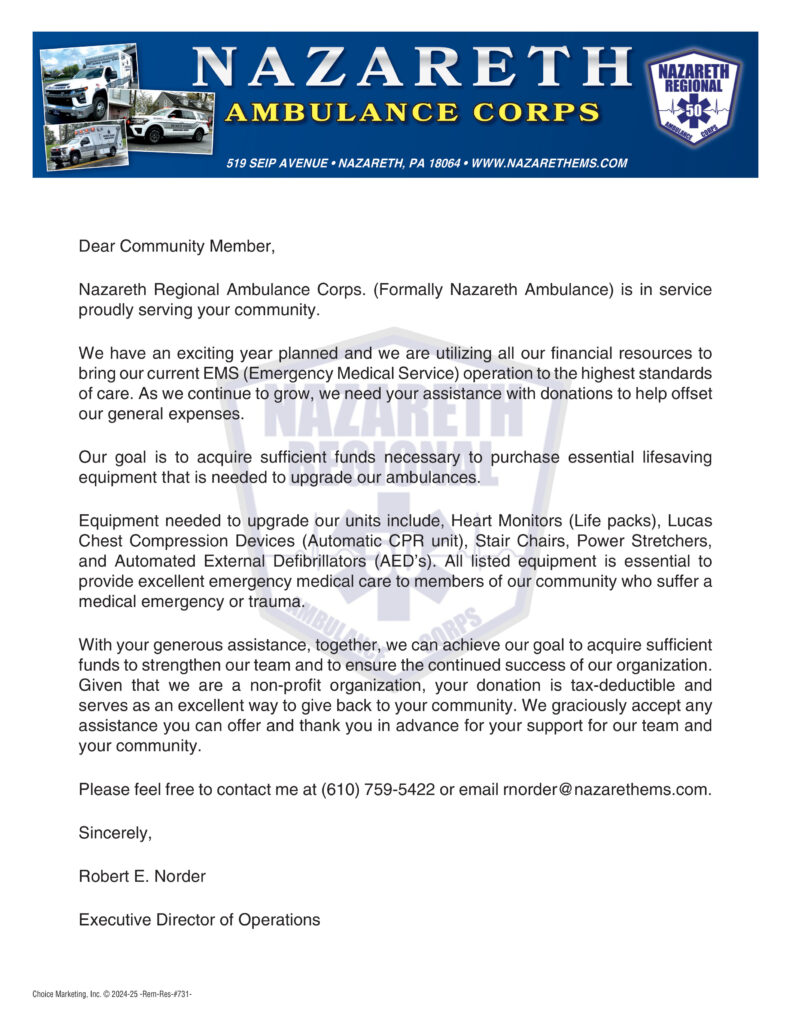 Subscription – Nazareth Regional Ambulance Corps